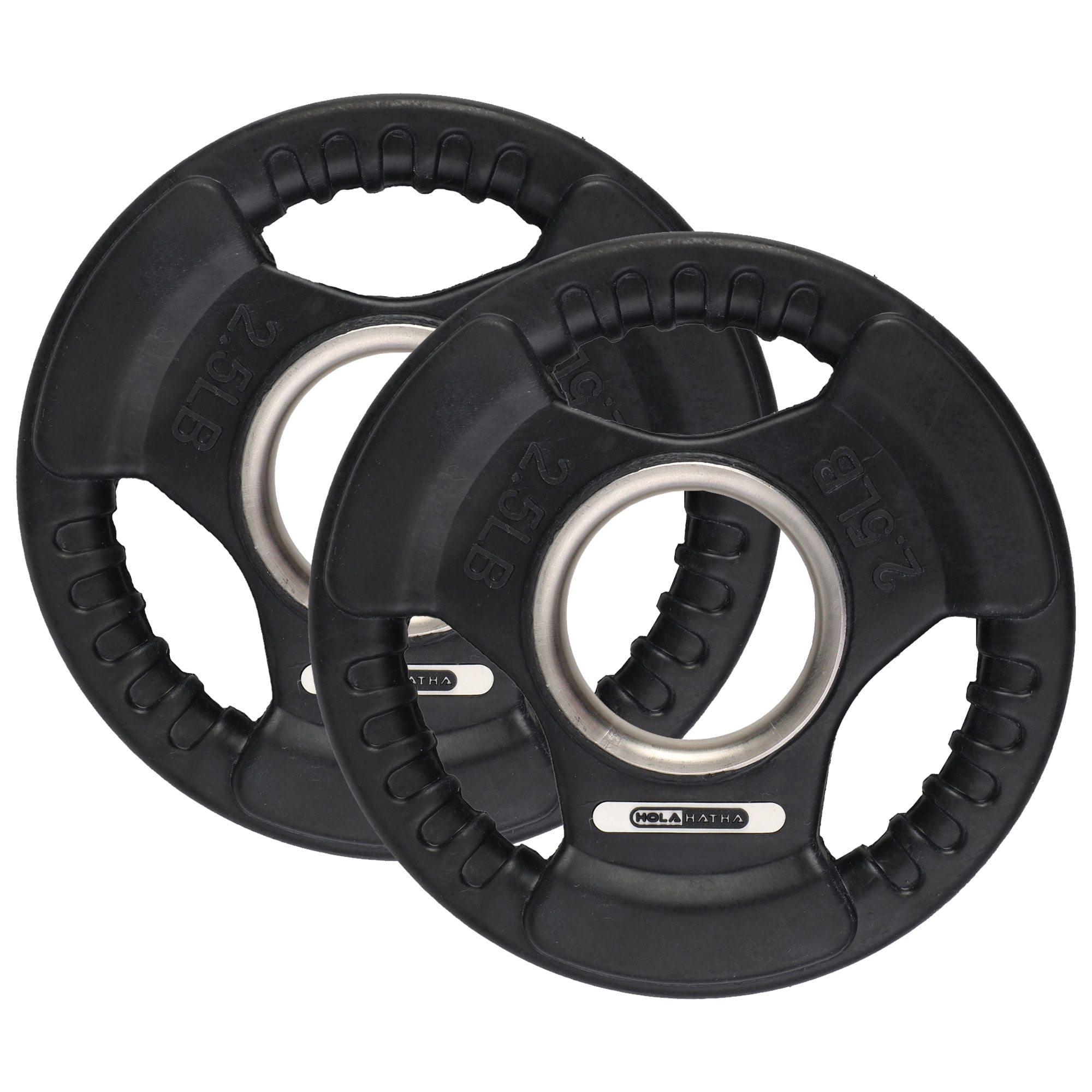 HolaHatha 2.5-Pound Olympic Rubber Coated Weight Plates w/Handle (2 ...