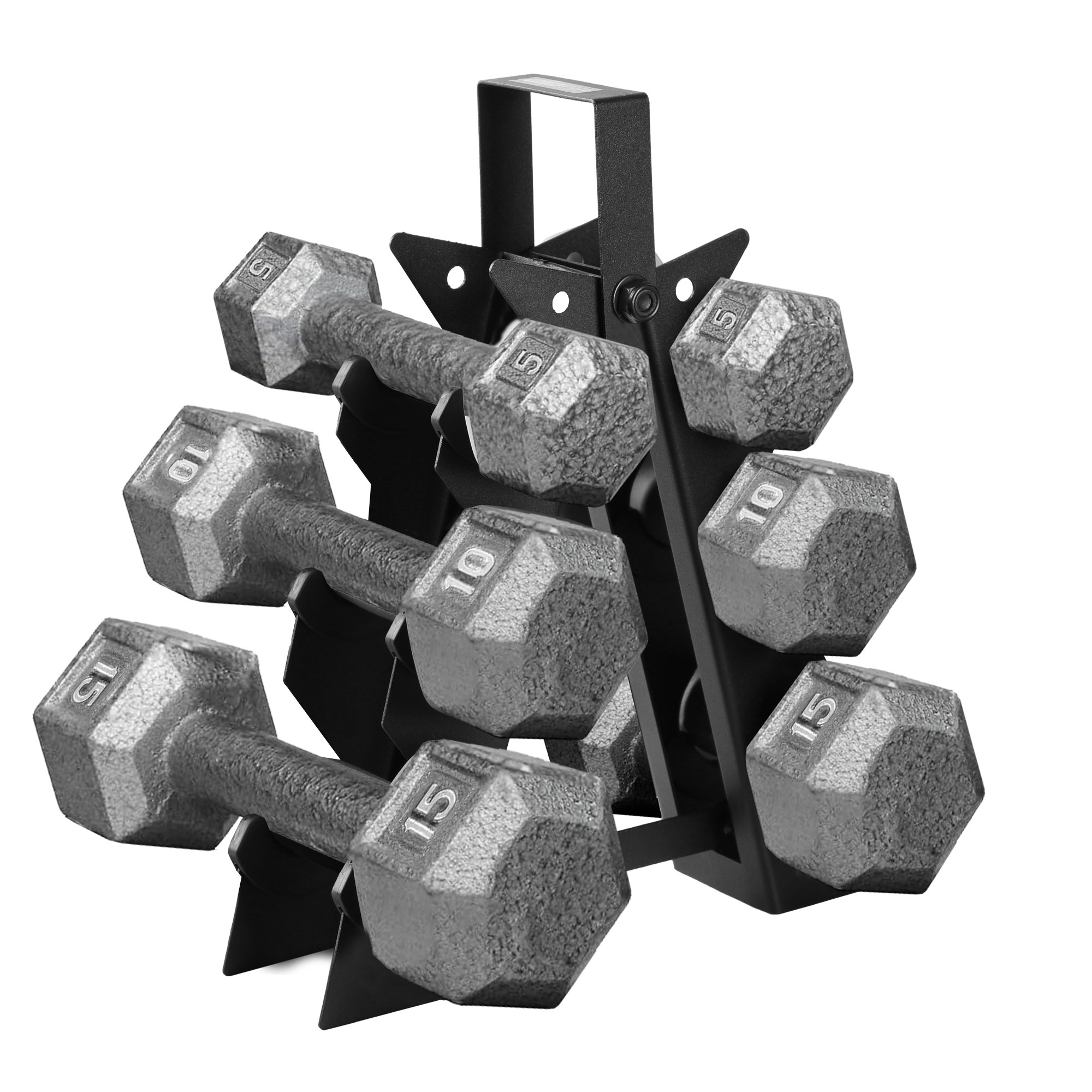 HolaHatha 5, 10 and 15 lb Cast Iron Dumbbell Free Hand Weight Set with ...