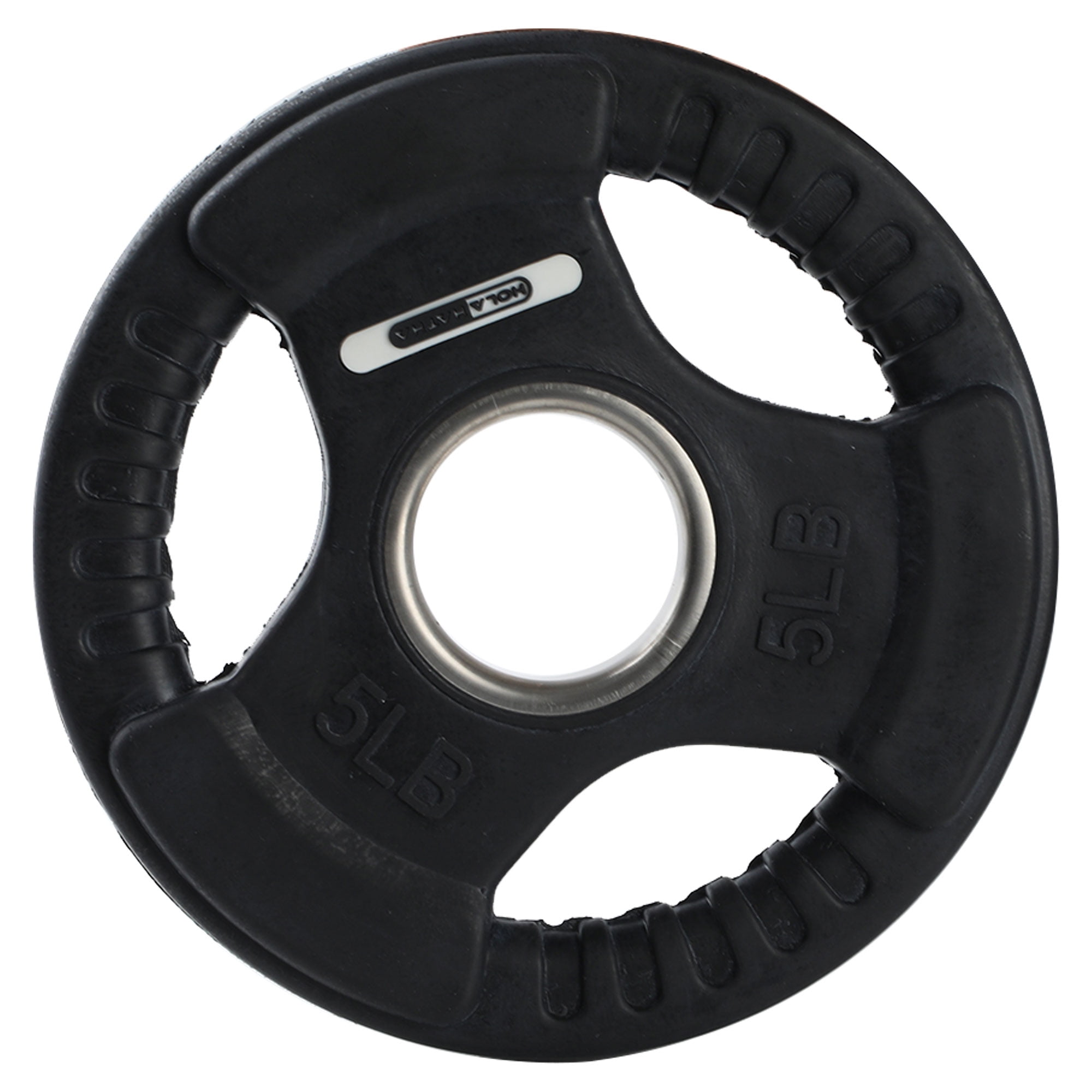 HolaHatha 5-Pound Olympic Rubber Coated Weight Plates with Handle ...