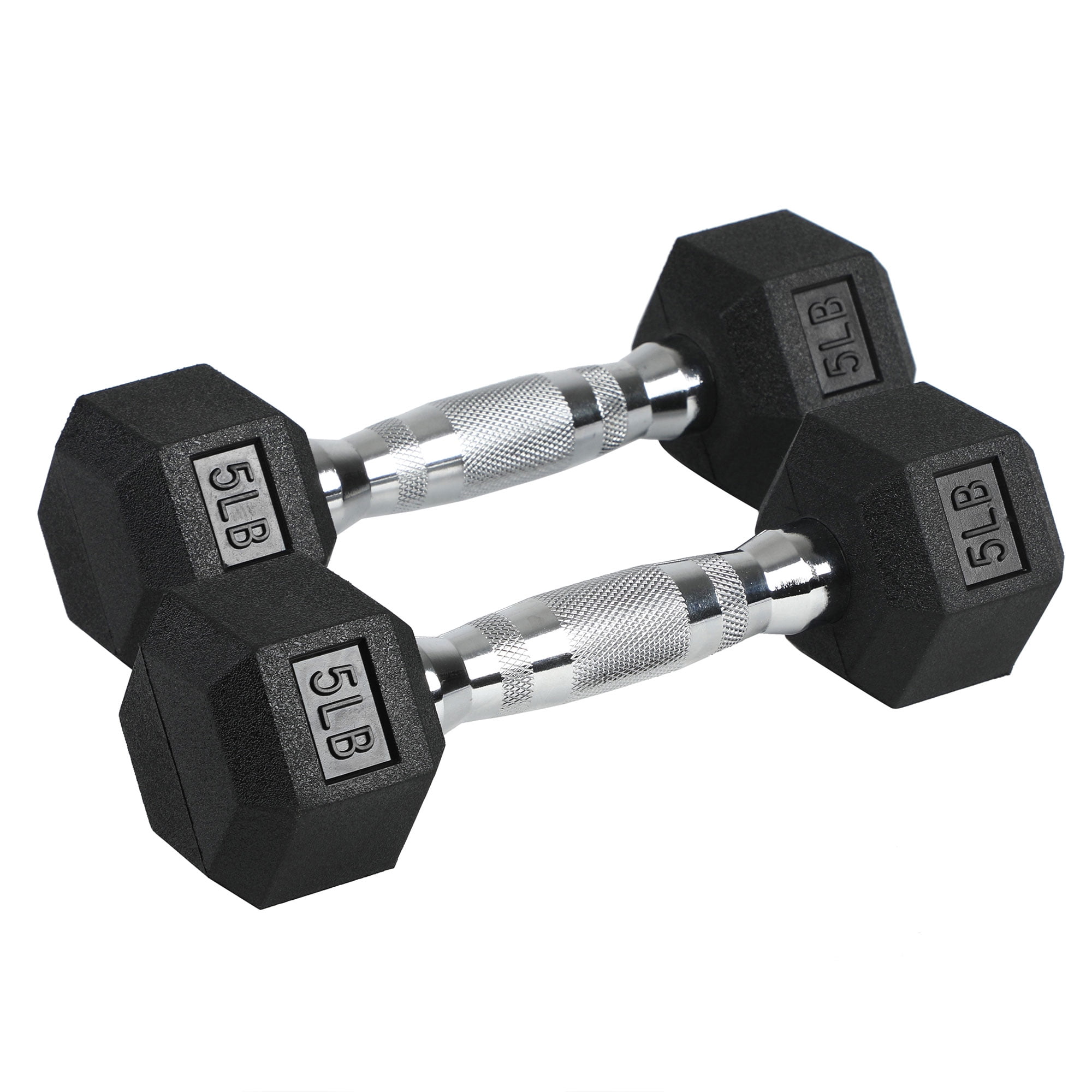 HolaHatha Iron Hexagonal Cast Exercise 5 Pound Dumbbell Weights Pair ...