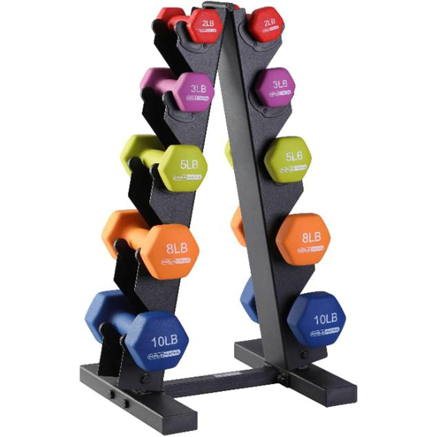 HolaHatha Neoprene Dumbbell Free Hand Weight Set with Rack, Ideal for ...