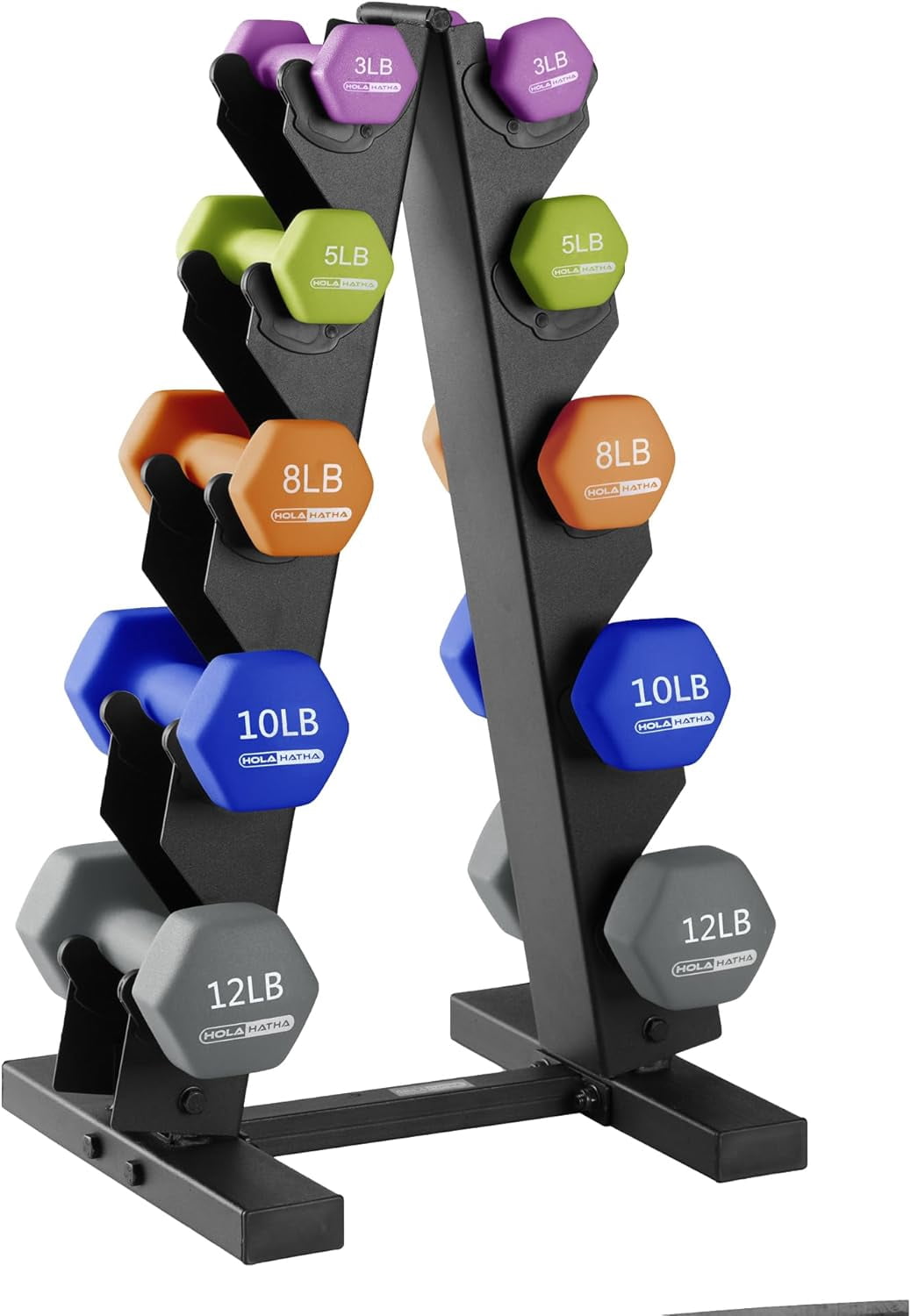 HolaHatha Neoprene Dumbbell Weights Set w/Rack, Home Gym Equipment ...