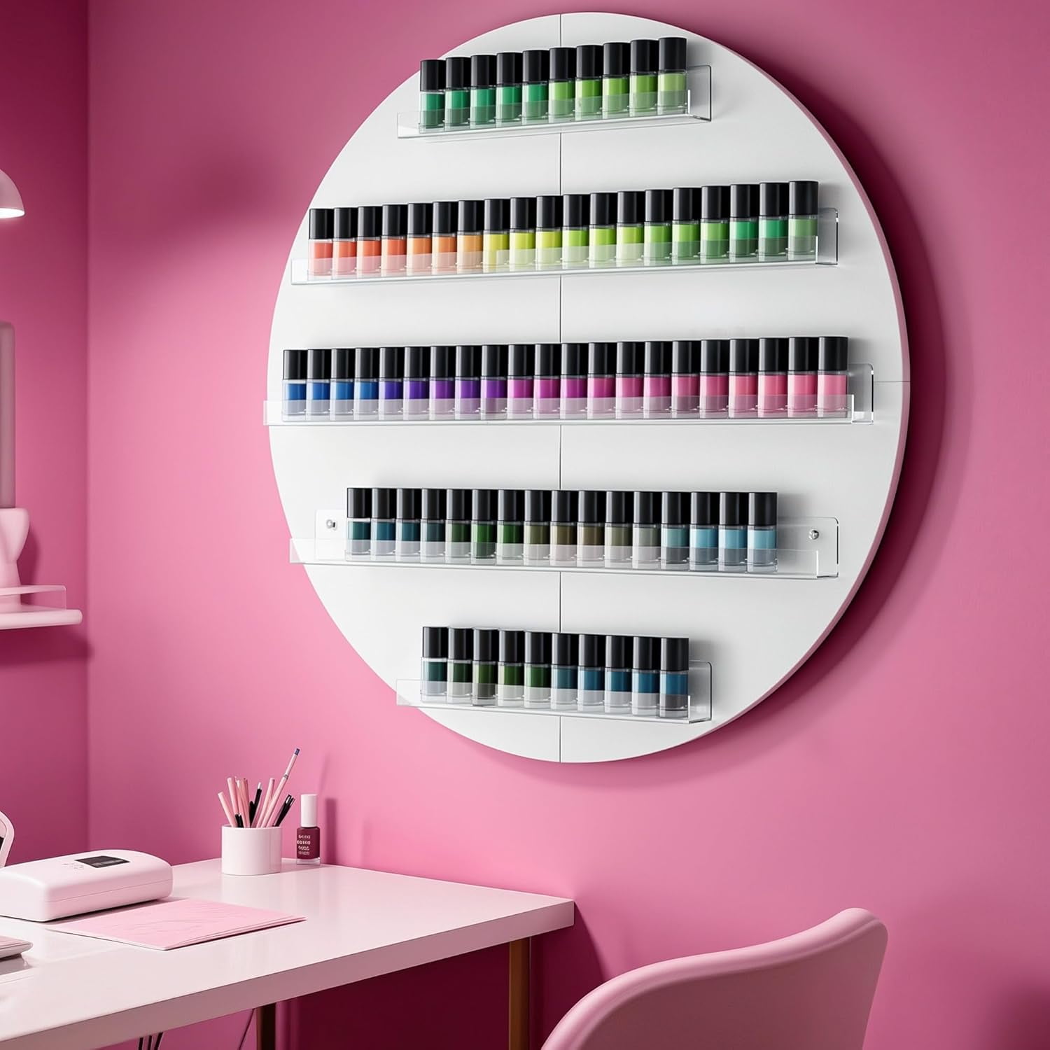HolaiNail Wall Mount Nail Polish Organizer, Wood Nail Polish Rack w ...