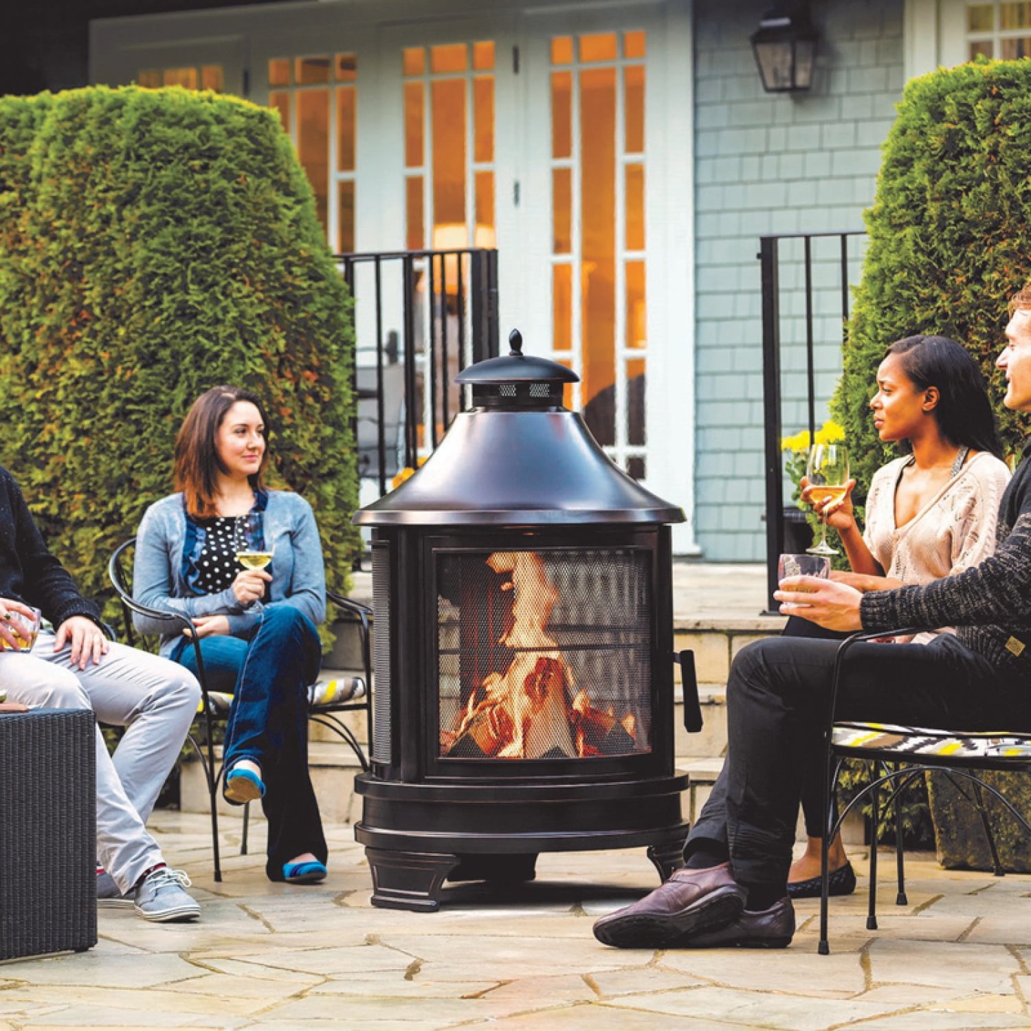 Holaki 2 in 1 Fire Pit for Outdoor, Garden Metal Outdoor Heating ...