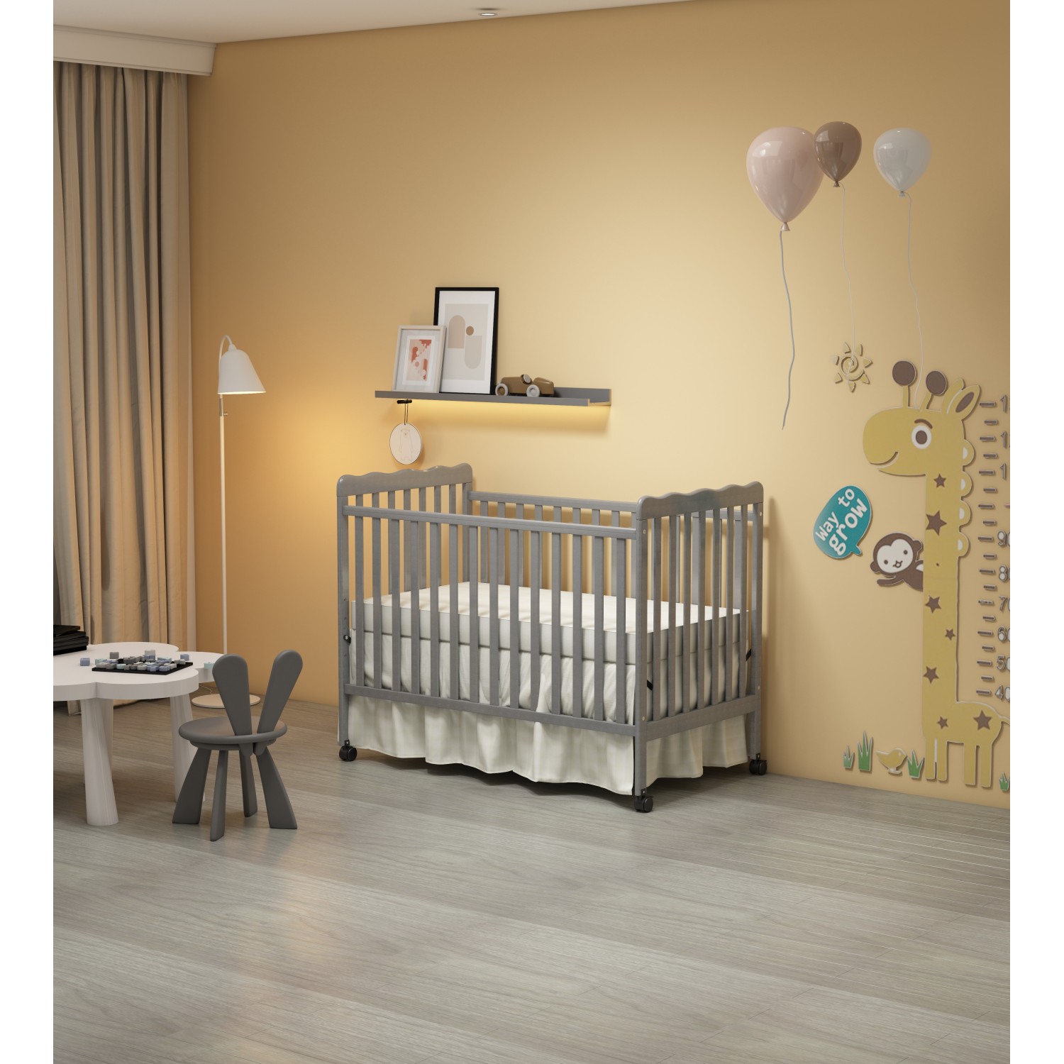 Holaki 3-In-1 Convertible Crib with Locking Wheels, Made Of Sustainable ...