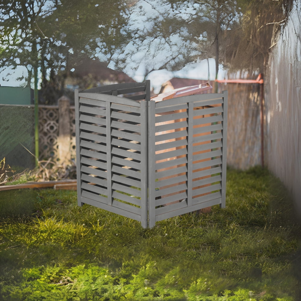 Holaki 3-Panel Outdoor Air Conditioner Fence, 32"W x 38"H Solid Wood ...