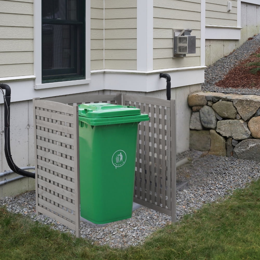 Holaki 3-Panel Outdoor Air Conditioner Fence, 32"W x 38"H Solid Wood ...