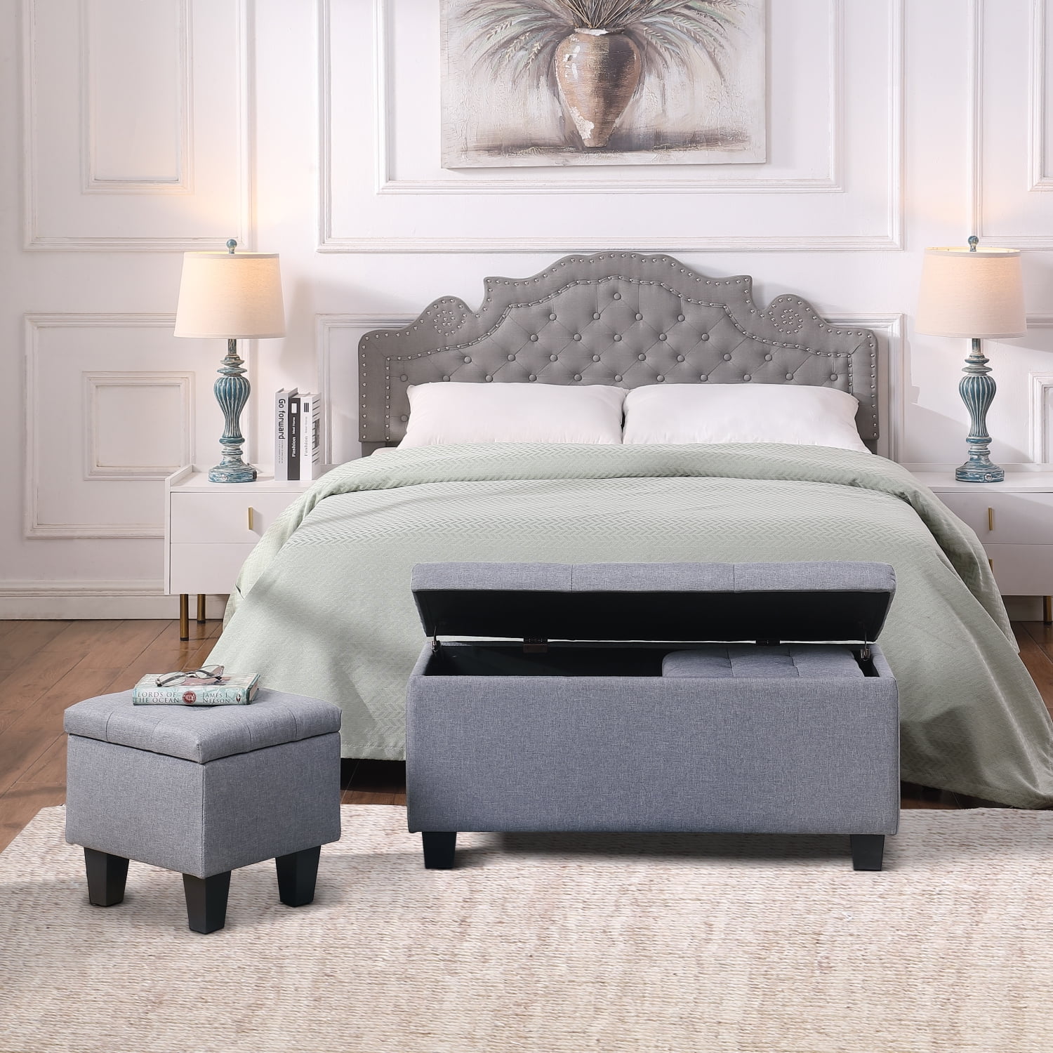 Holaki 3 in 1 Large Storage Ottoman Bench Set, Combination Tufted ...