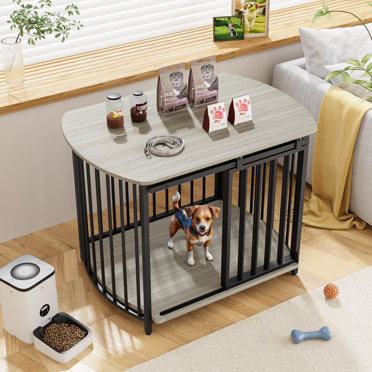 Dextrus Corner Dog Crate Furniture, 52 inch Wooden Dog Kennel, TV stand ...