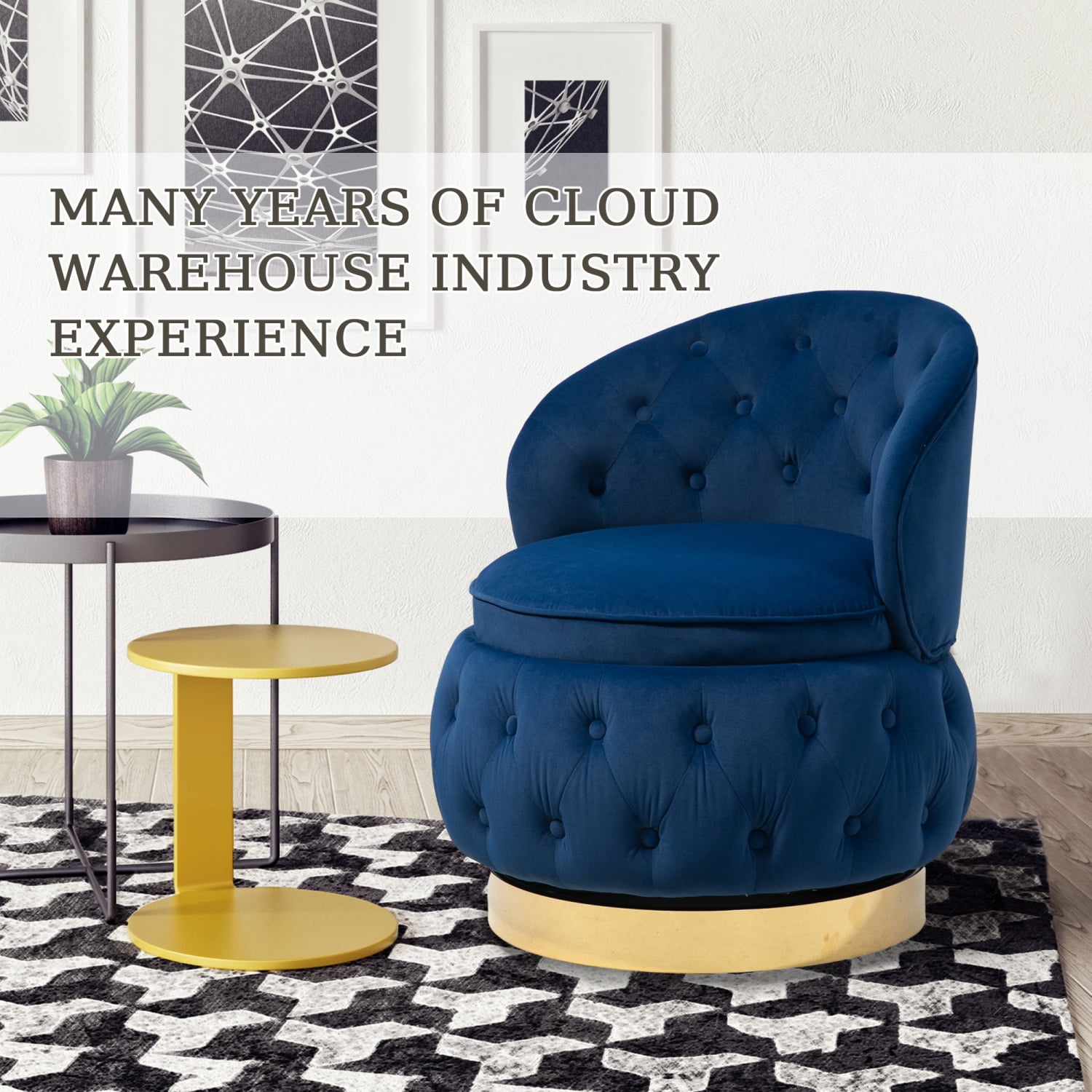 Holaki 360 Degree Swivel Cuddle Barrel Accent Storage Chairs, Round ...