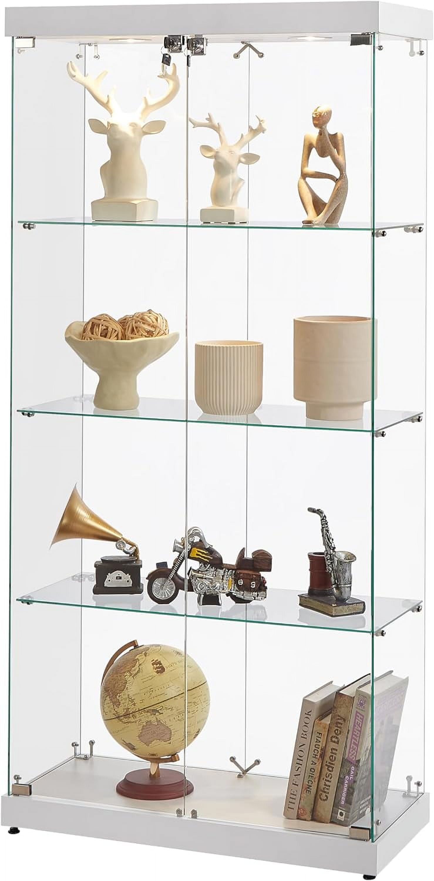 Holaki 4-Tier Glass Display Cabinet, 2 Doors Large Curio Display ...