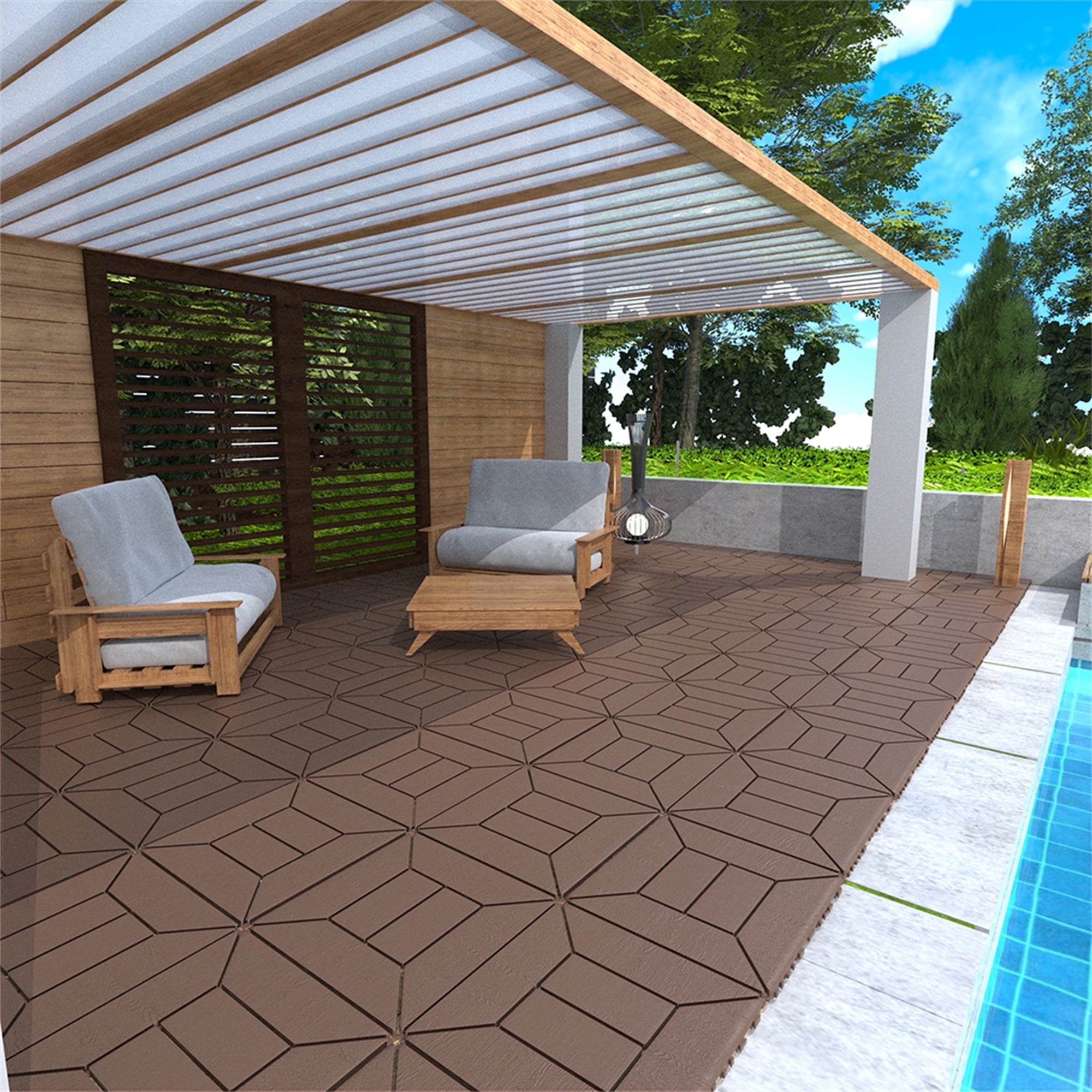 Holaki 44 pcs 12*12 inch Patio Deck Tiles, Interlocking Decking Tiles ...