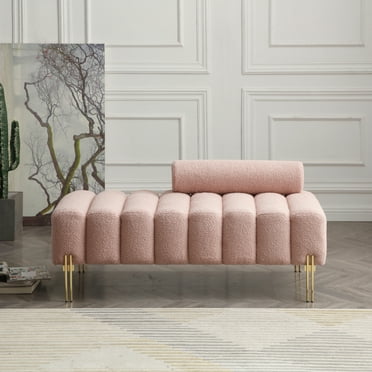 Velvet Rectangular Sofa Stool with Nailhead & Rolled Arm, End of Bed ...