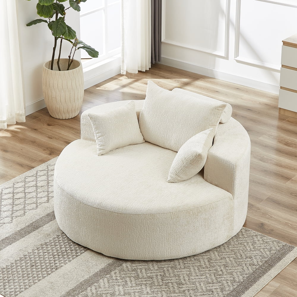 Holaki 55'' Chenille Sponge Single Sofa | No Assembly | Fluffy Modern ...
