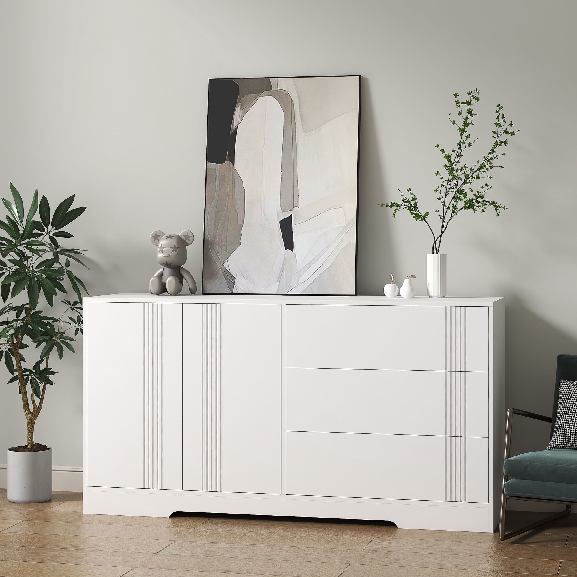 Holaki 57'' Sideboard Buffet Cabinet with Storage, Modern Kitchen ...