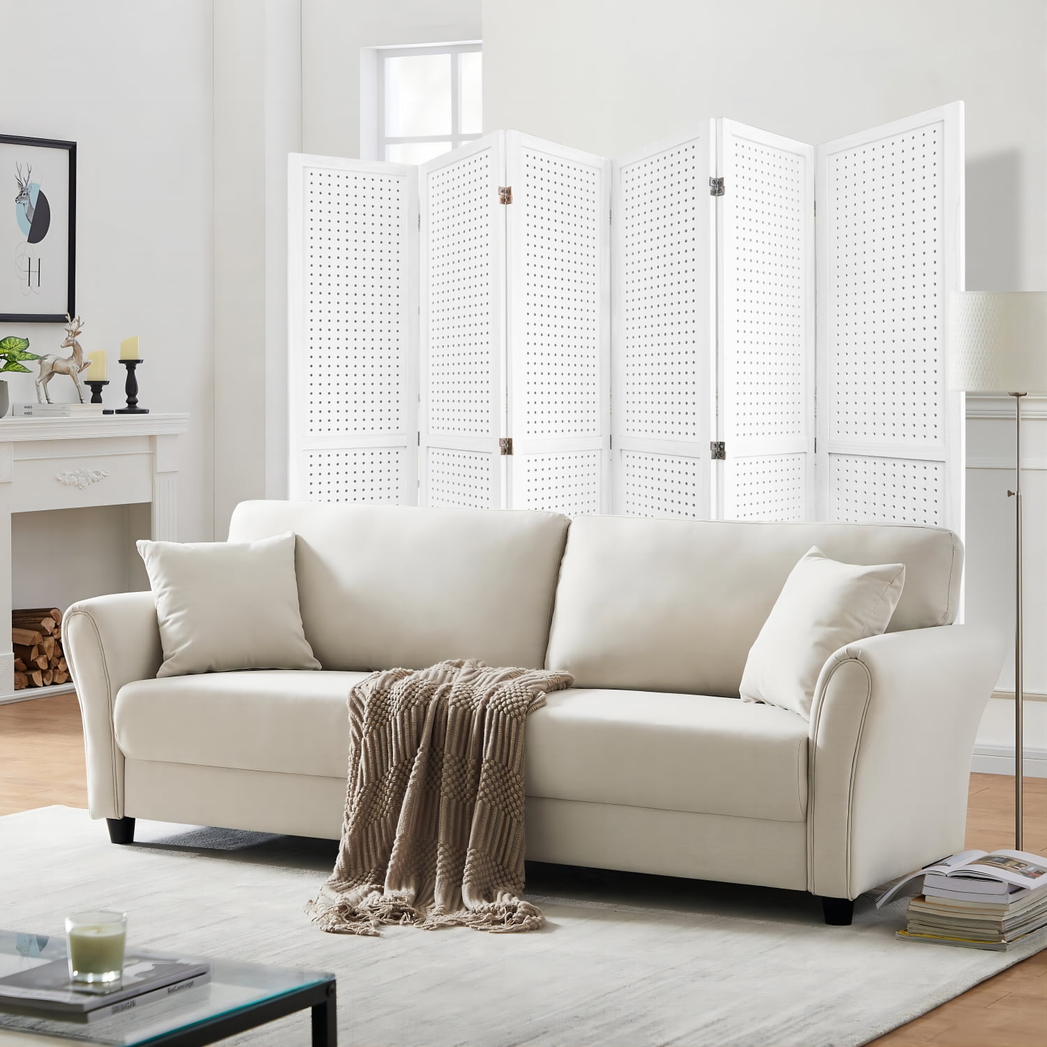 Holaki 6 Panel Room Divider, 5.6FT Pegboard Display Wooden Room Divider ...