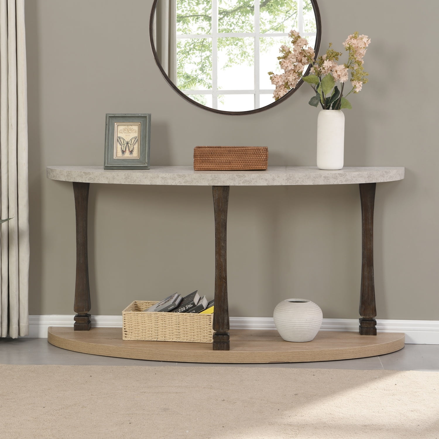 Holaki 60 inch Wooden Half Moon Sturdy Console Tables & Sofa Table, 2 ...