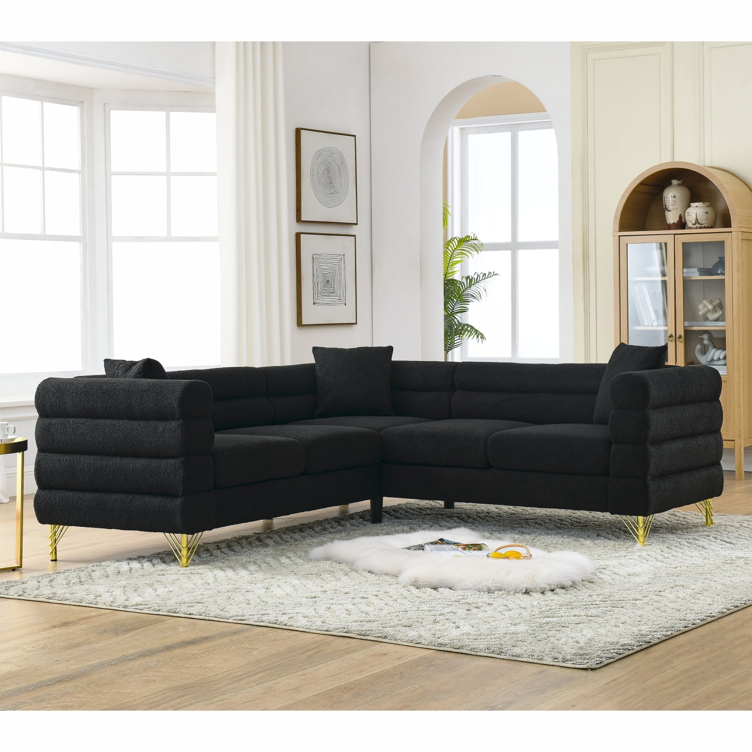 Holaki 81" Oversized Corner Sofa Set, L-Shaped Sectional Couch, 5 ...