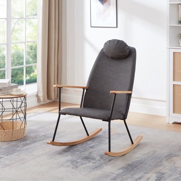 Nursery Rocking Chair Teddy, Upholstered Glider Rocker with High ...