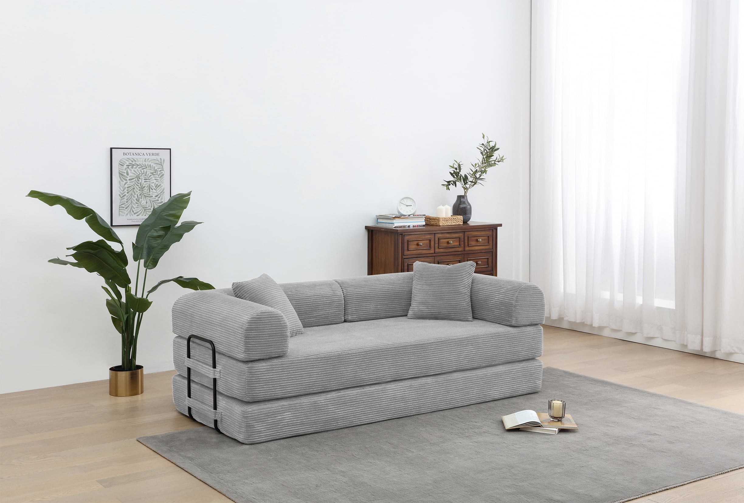 Holaki Convertible Sleeper Sofa Bed with Cylindrical Pillow - Corduroy ...