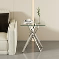 Holaki End Table Small End Table with Chrome Metal X-Shaped Pedestal ...