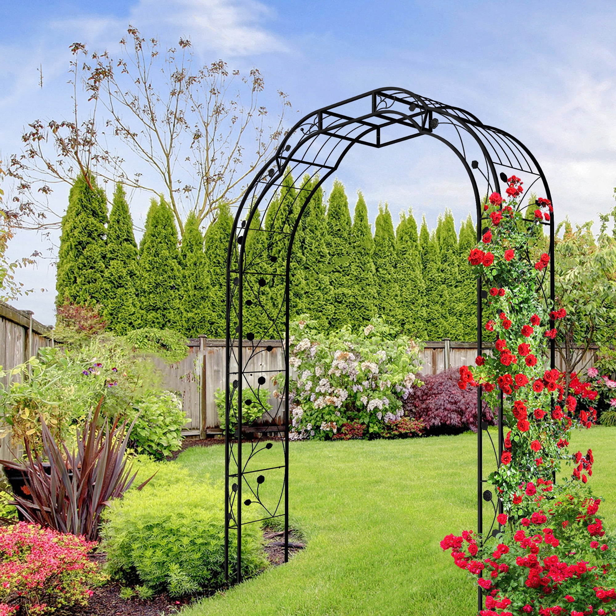 Holaki Metal Garden Arch, 6.2FT Wide x 8.2FT High, Heavy-Duty Arbor ...