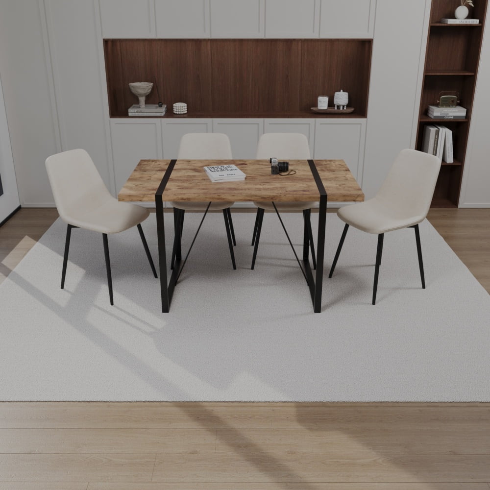 Holaki Modern Dining Table Set for 4,Rectangular Solid Wood Dining ...