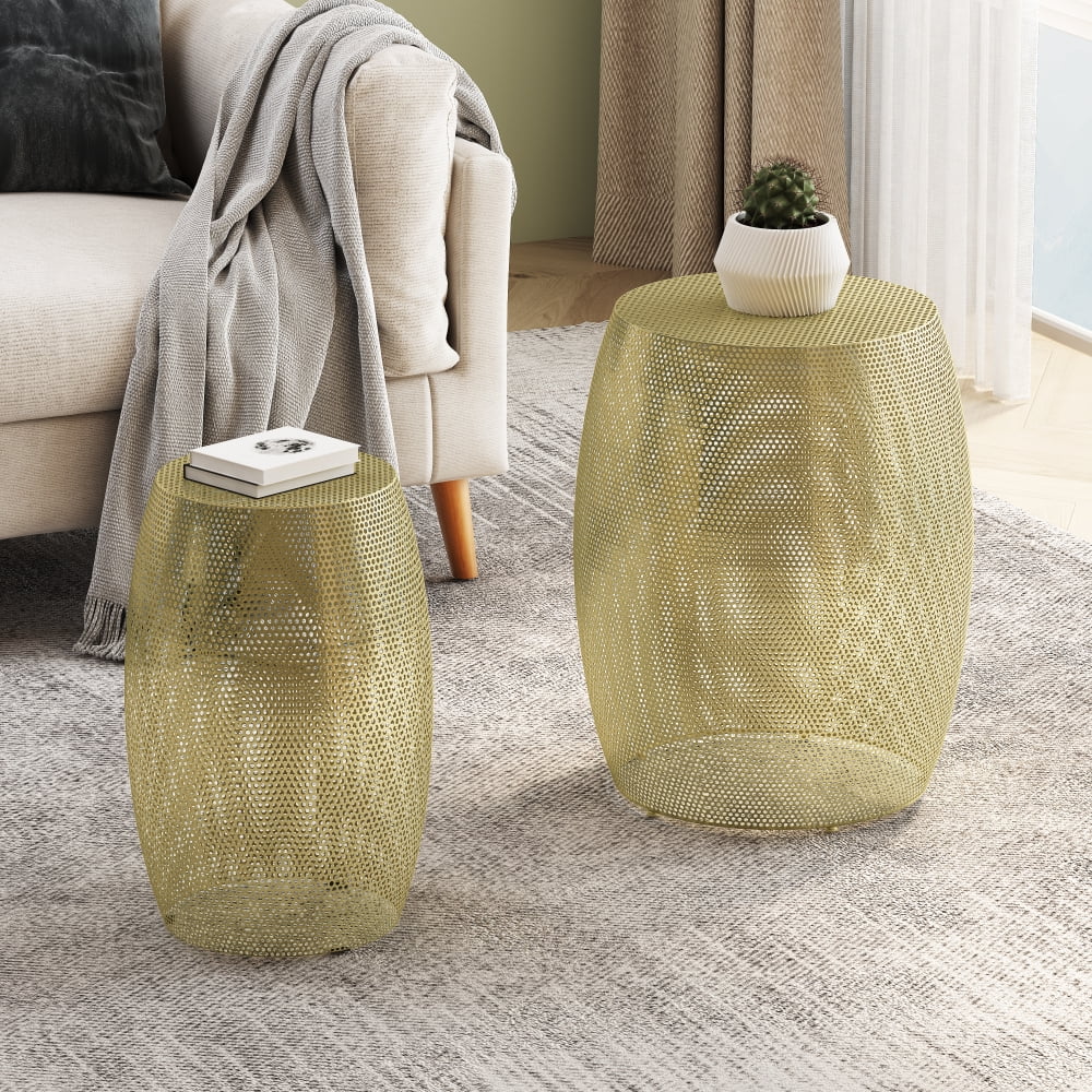 Holaki Outdoor Side Table Set of 2,Lace Cut Hollow Iron Side Table ...