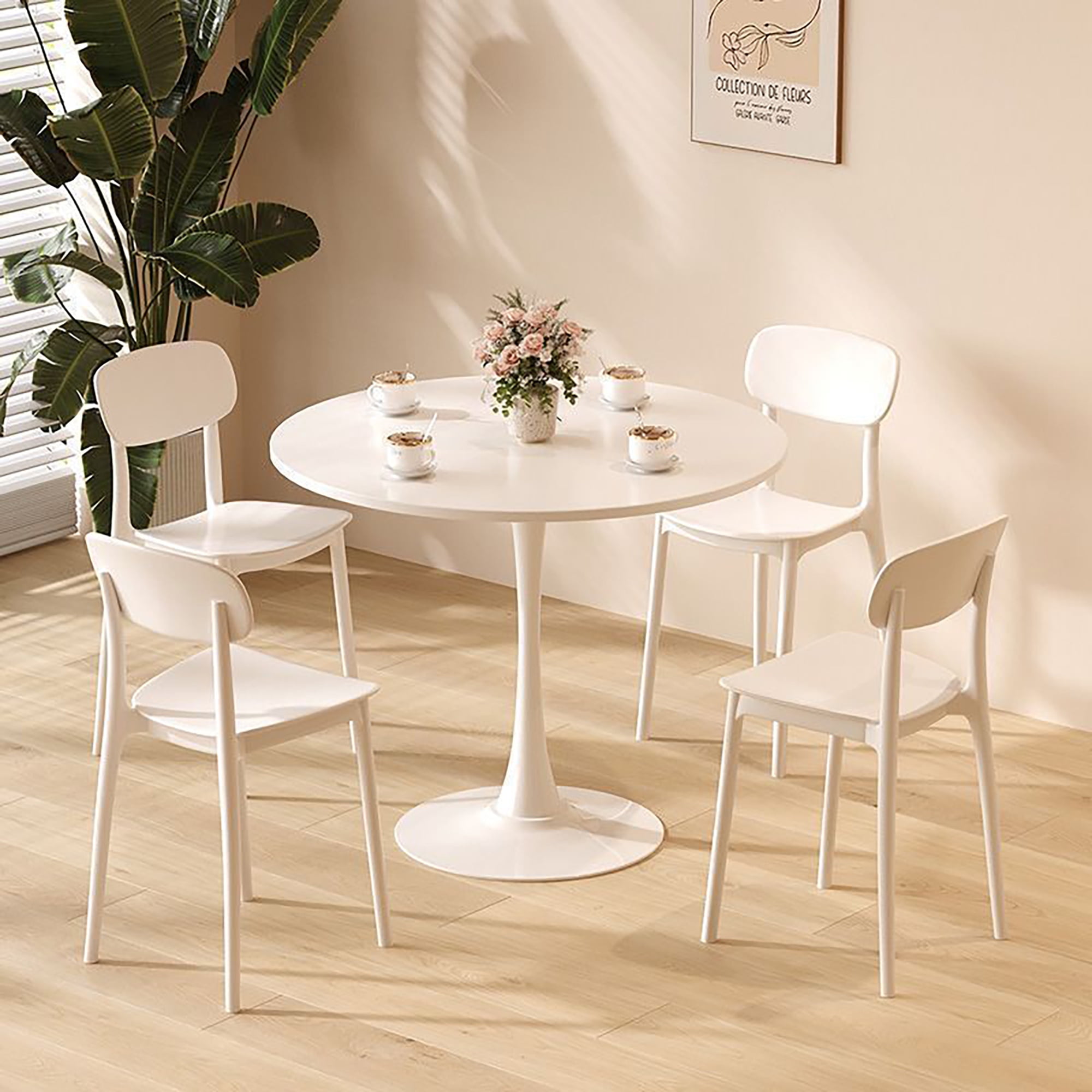 31.5" Modern Round Dining Table, Holaki Small Space Kitchen Table with ...
