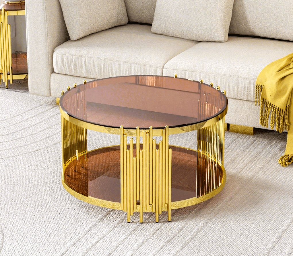 Holaki Round Glass Coffee Table 31.5" Modern Luxury Clear Center Table ...