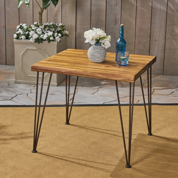 Holaki Studio 4-Person Outdoor Wood and Metal Dining Table, All-Weather ...