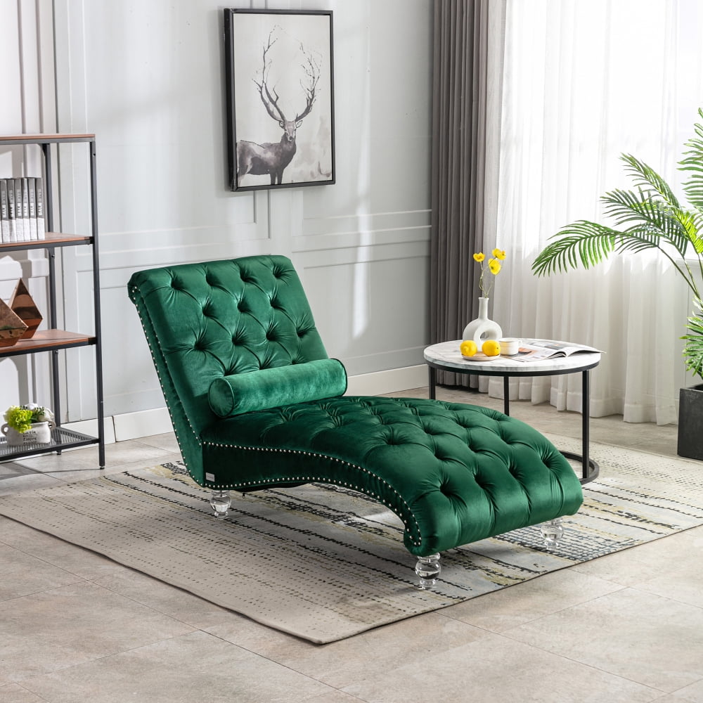 Holaki Velvet Chaise Lounge Indoor,Button-Tufted Upholstered Chaise ...