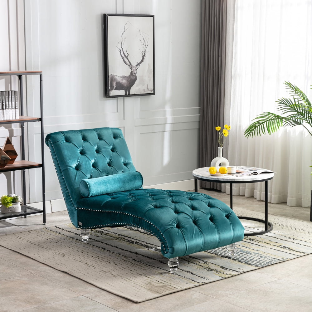 Holaki Velvet Chaise Lounge Indoor,Button-Tufted Upholstered Chaise ...