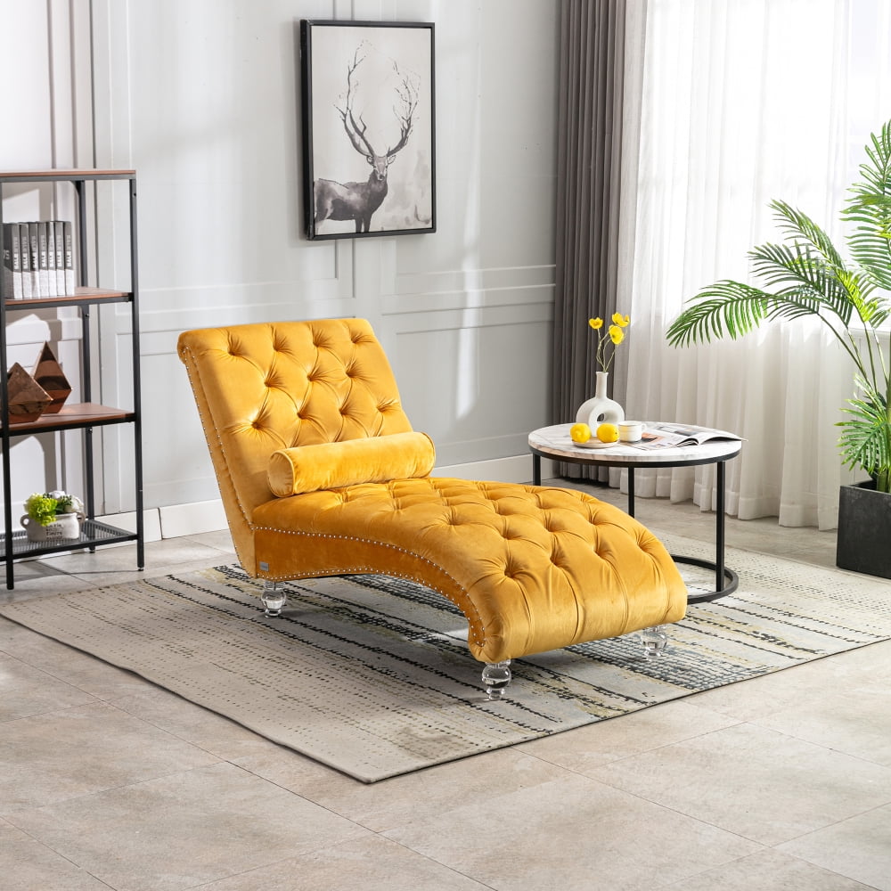 Holaki Velvet Chaise Lounge Indoor,Button-Tufted Upholstered Chaise ...