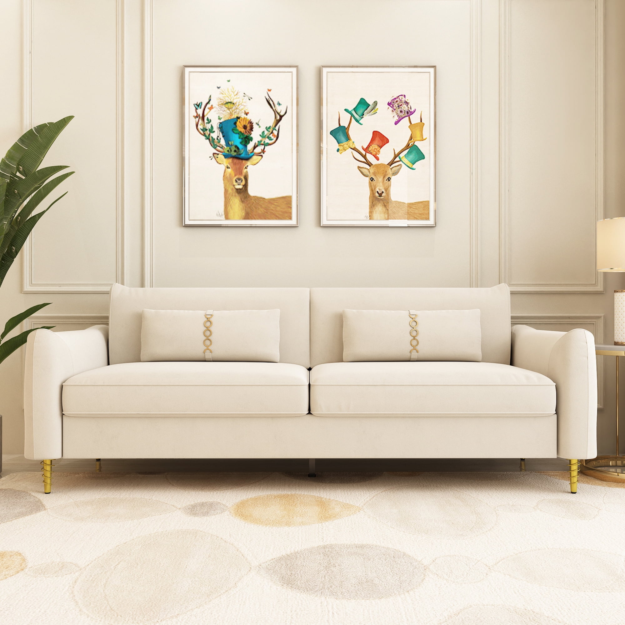 Holaki Velvet Couch Sofa Loveseat, 85.43" Wide Mid Century Modern Couch ...