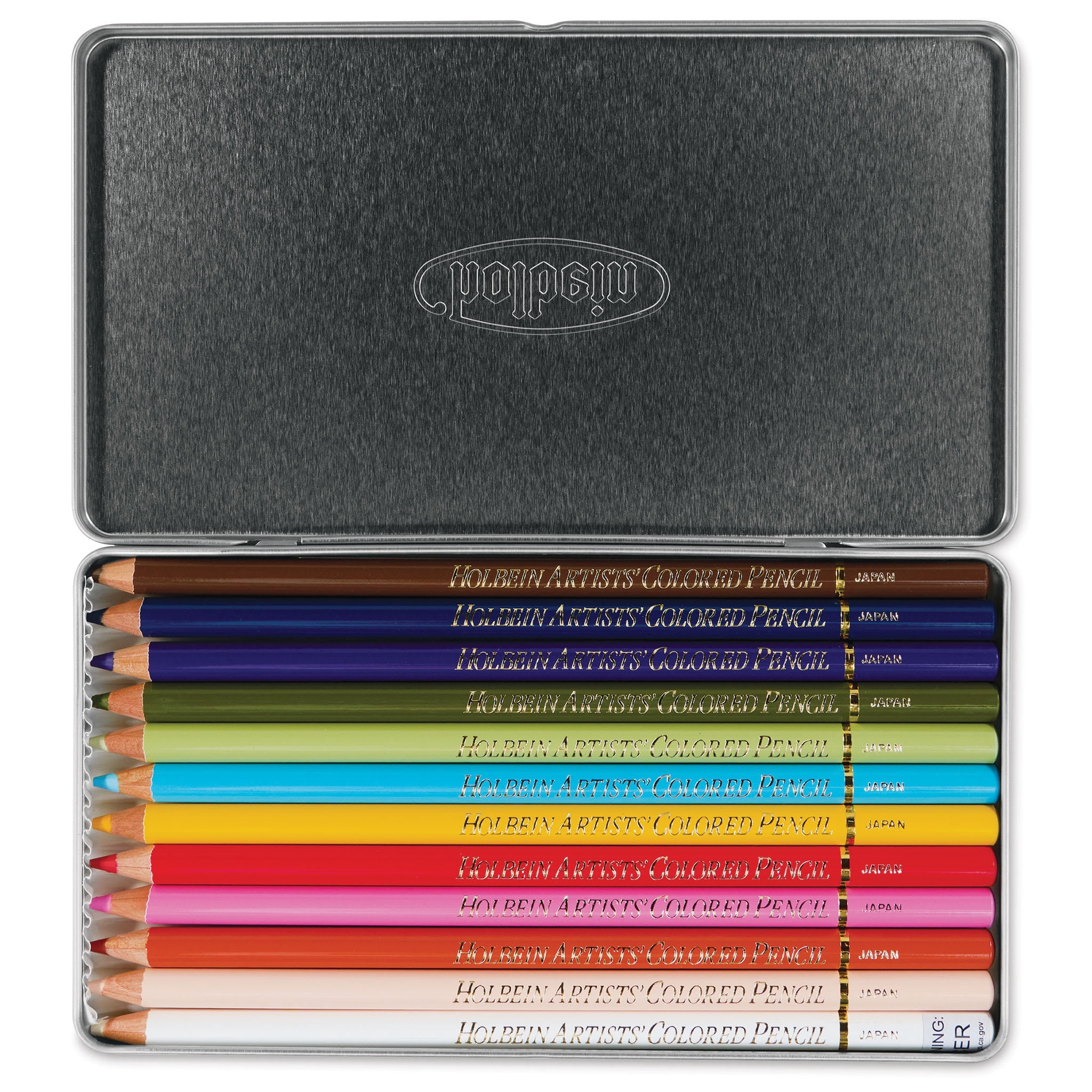 Holbein Artists' Colored Pencils - Set of 12, Tin Box, Portrait Tones ...