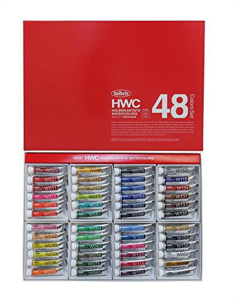 Holbein Artists' Watercolors - Set of 48, Assorted Colors, 5 ml Tubes ...