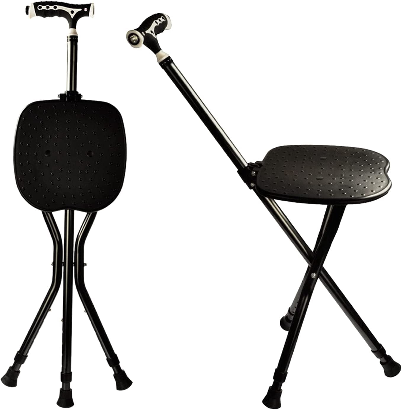 Hold 440 lbs Folding Canes with Seat Walking Stick Height Adjustment ...