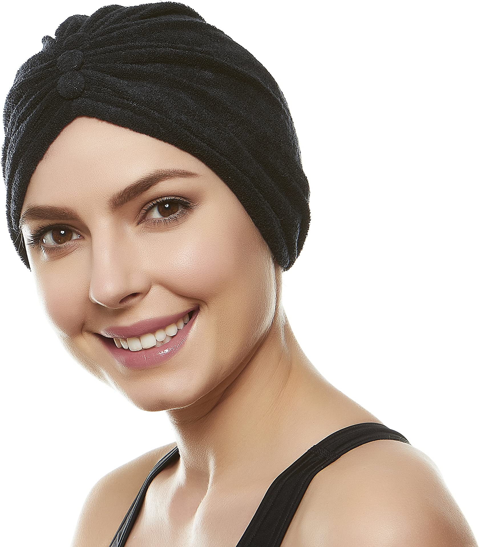 Hold'Eam Soft Terry Cloth Turban Head Cover Female - Black (Adult ...