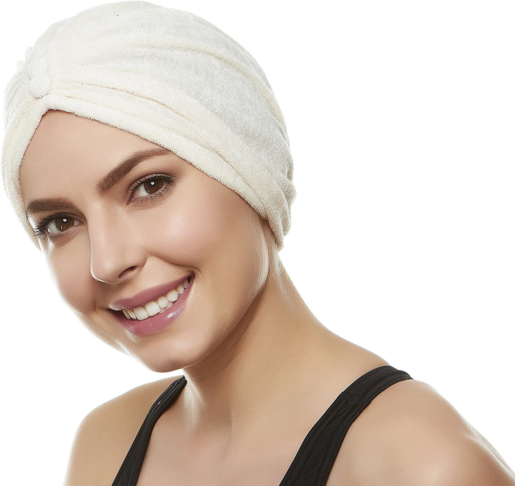 Hold'Eam Soft Terry Cloth Turban Head Cover Female - Off White (Adult ...