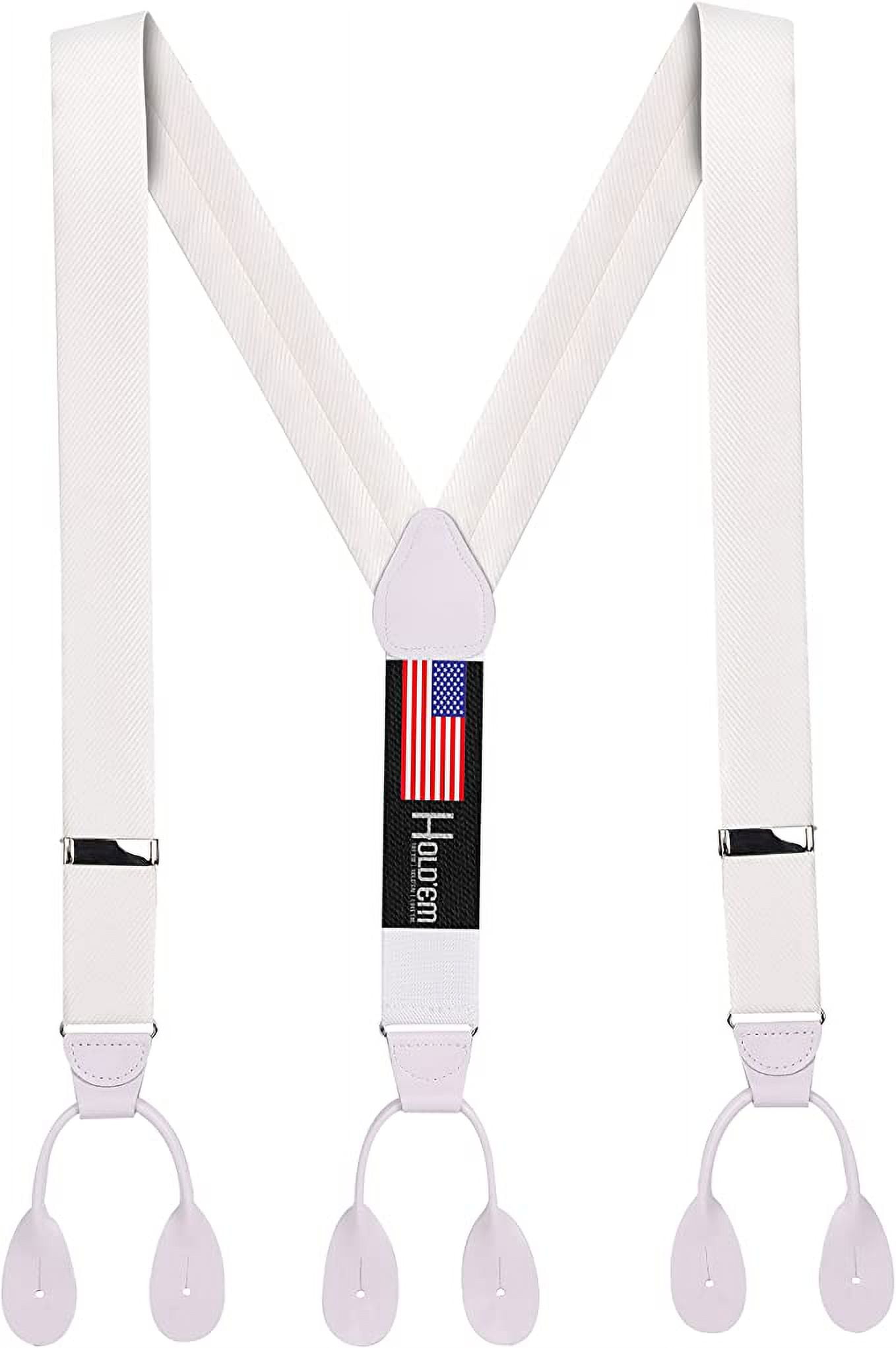Hold'Em 100% Silk Suspenders for Men Y - Dress Suspender - White Twill ...
