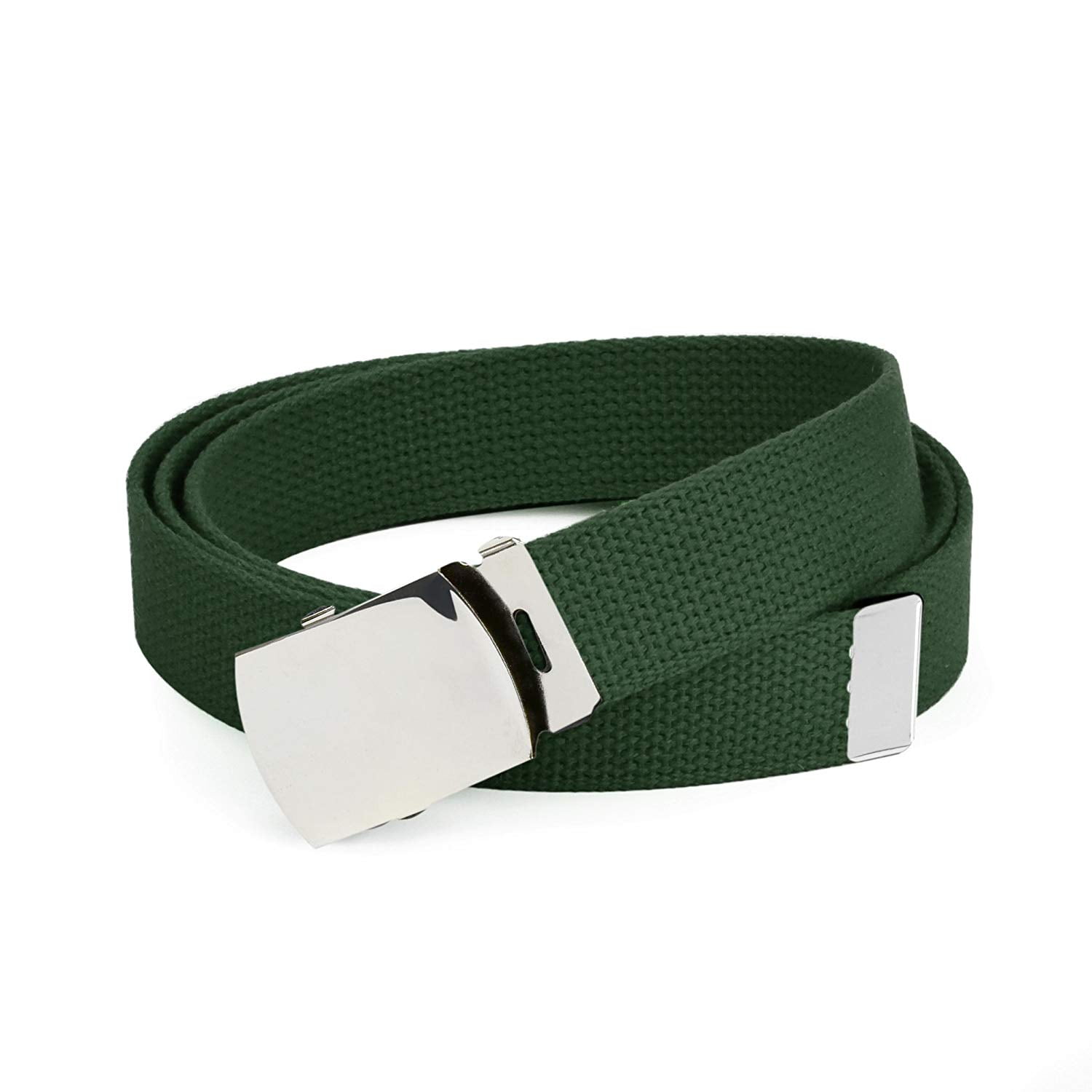 Hold’Em Canvas Webbing Belts–Polished Silver Slider Buckle Heavy Duty ...