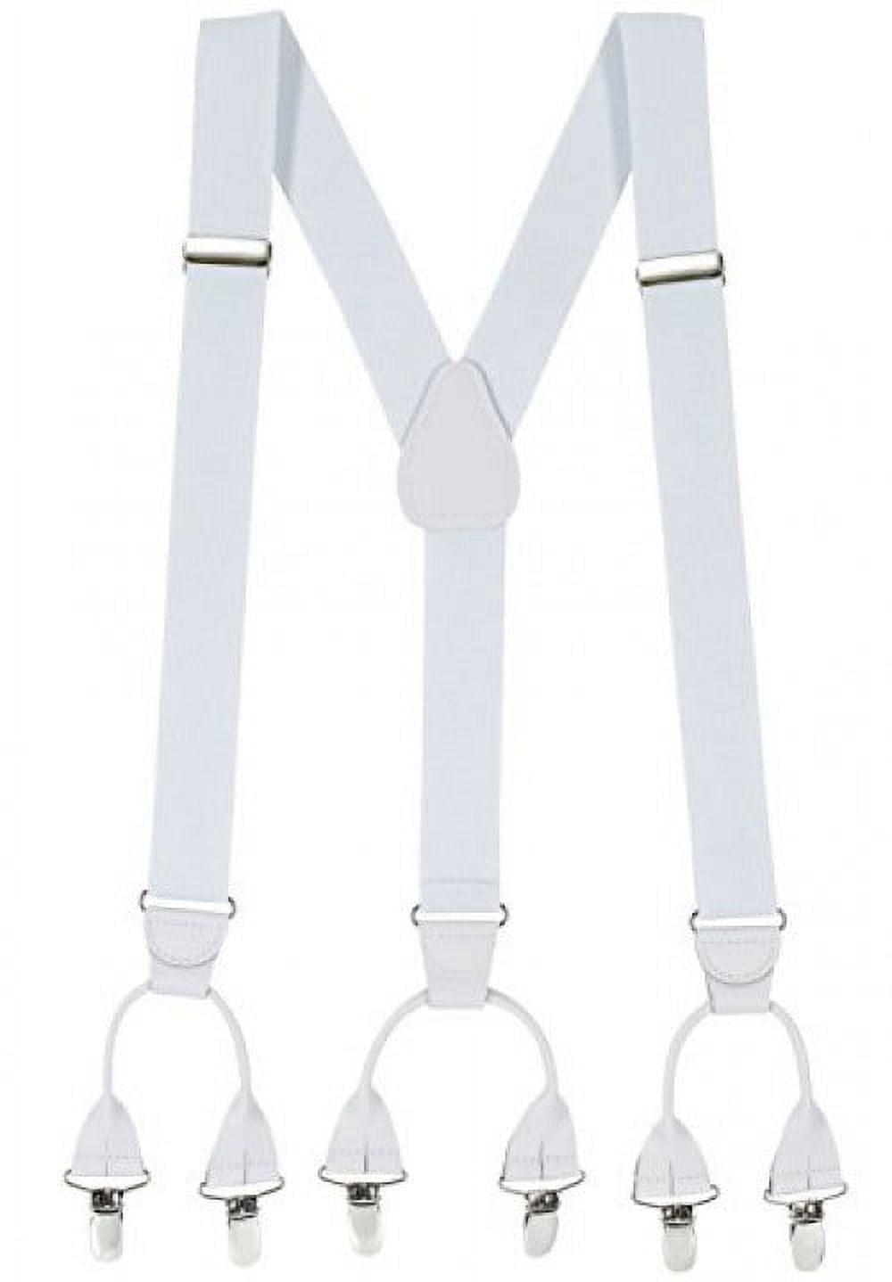 Hold'Em Elastic Suspenders for Men"Double-Hold" Button Look - White ...