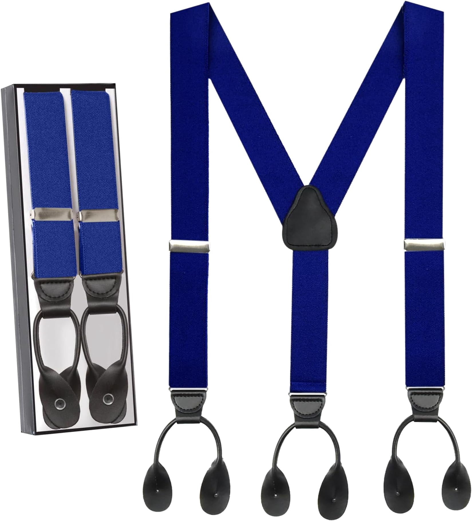 Hold'Em Men Y-Back Genuine Leather Trimmed Button End Tuxedo Suspenders ...