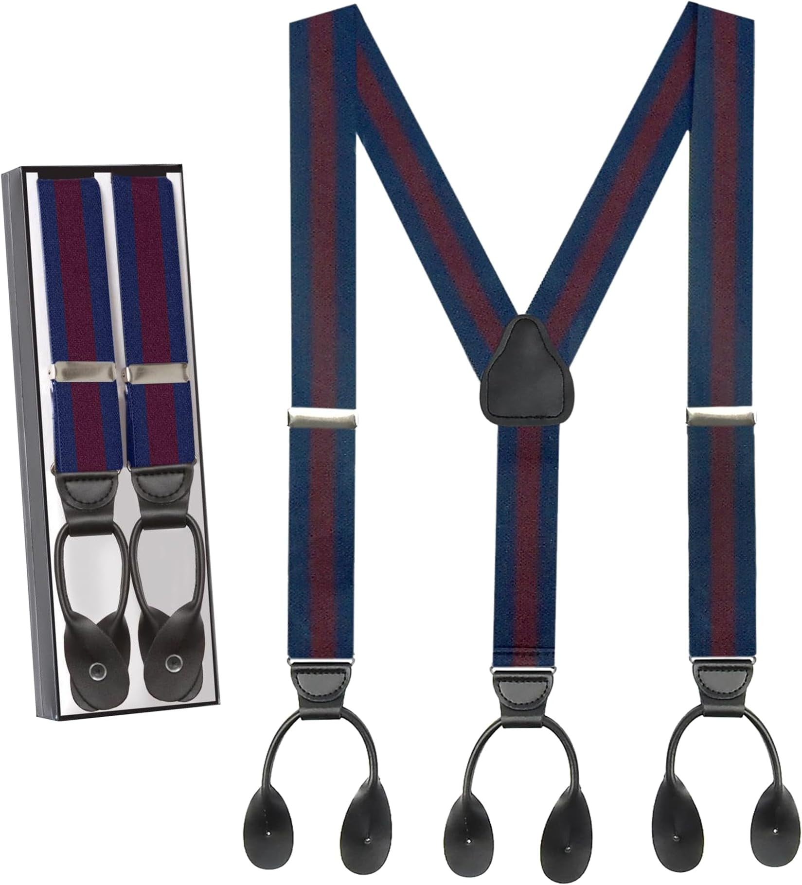 Hold'Em Men Y-Back Genuine Leather Trimmed Button End Tuxedo Suspenders ...