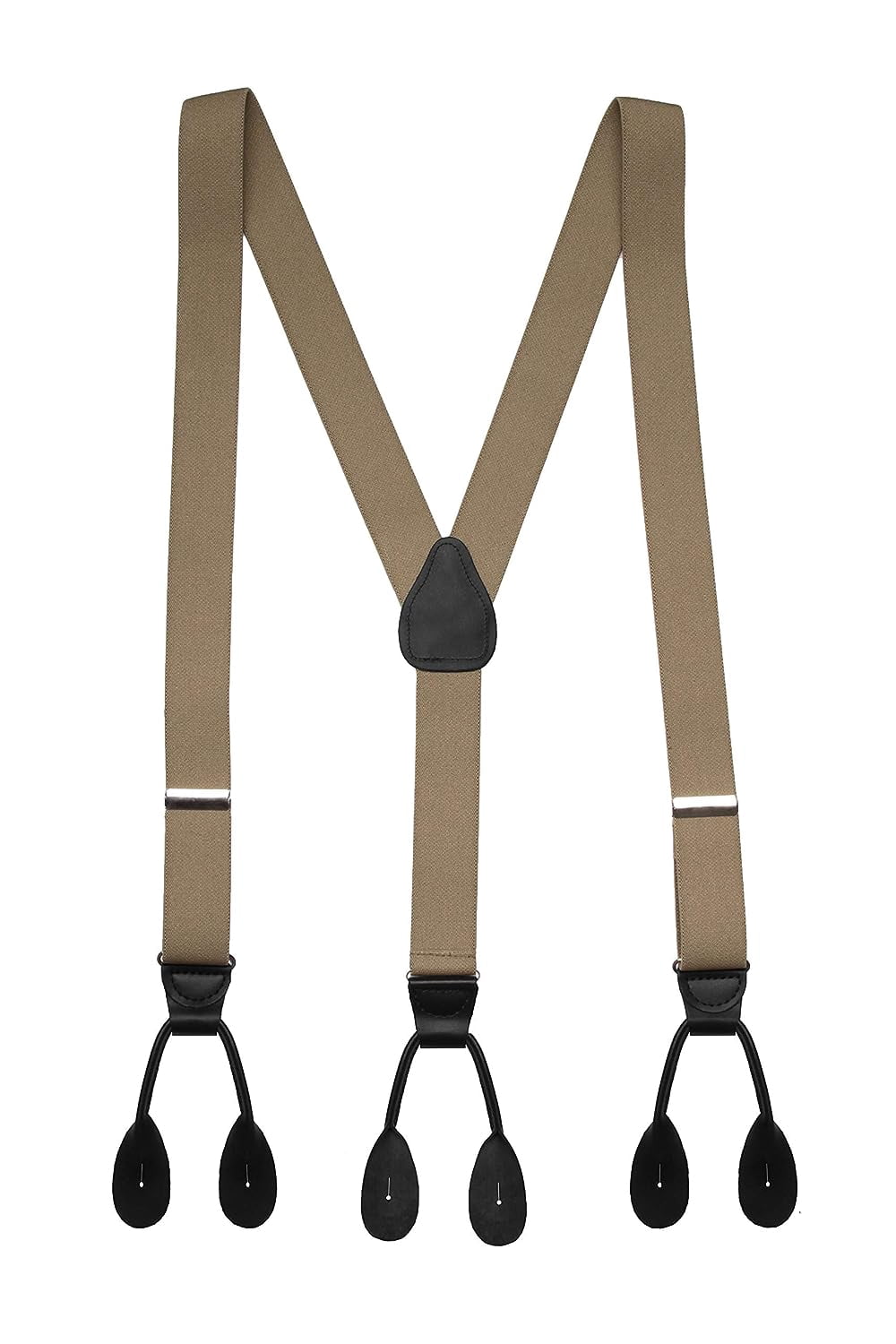 Hold'Em Men Y-Back Genuine Leather Trimmed Button End Tuxedo Suspenders ...
