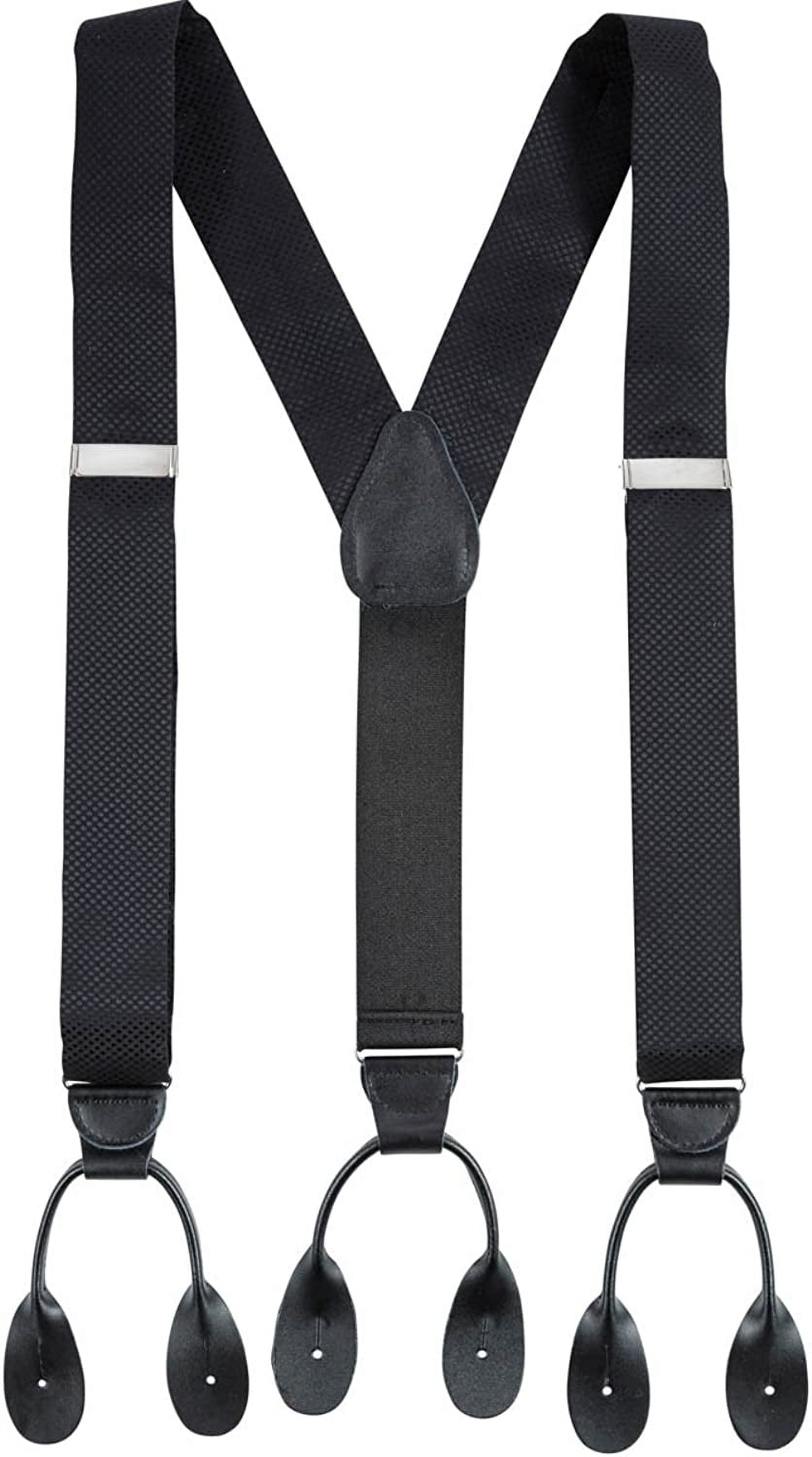 Hold'Em Silk Y - Back Fancy Solid Button Suspender for Men - Black Pin ...