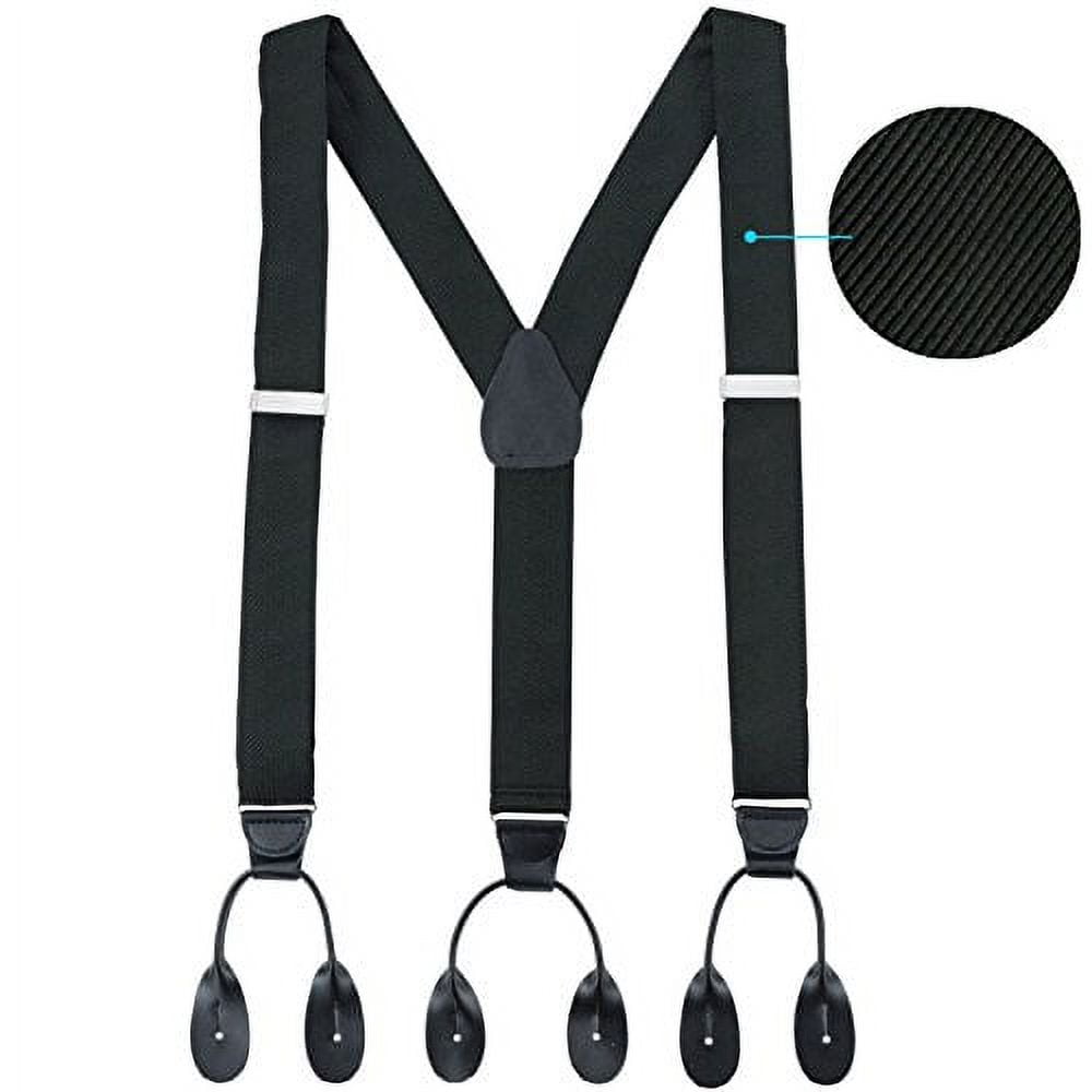 Hold'Em Silk Y - Back Fancy Solid Button Suspender for Men - Black ...