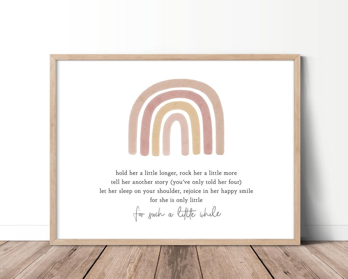 Hold Her A Little Longer Baby Girl Nursery Quote Art, Boho Nursery ...