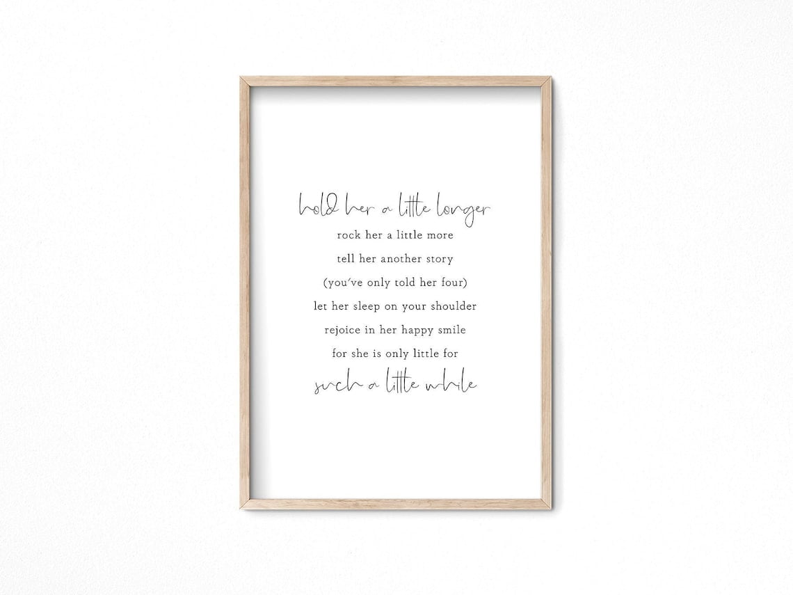 Hold Her A Little Longer Baby Quote Art, Above Crib For Girl Nursery ...